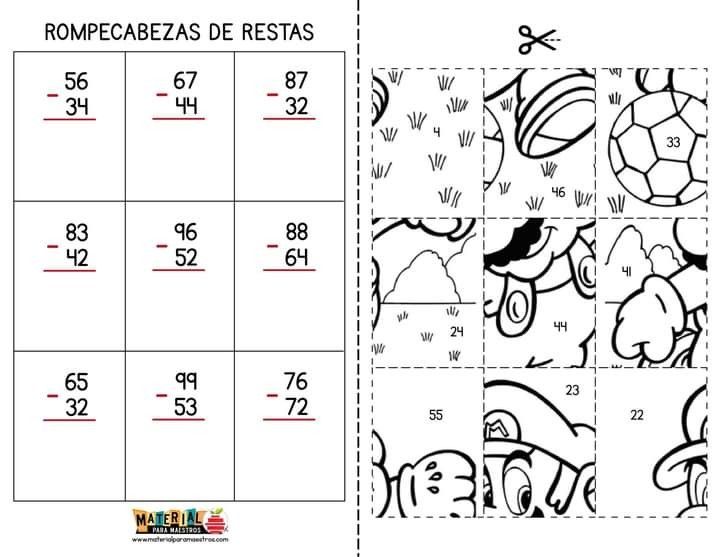 Sumas y restas primer grado para imprimir: fichas gratuitas
